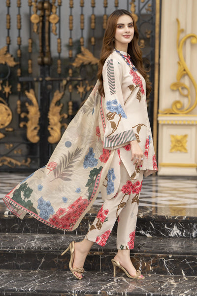 Daily Drapes by Mona – 3pc Printed Raw Silk Co-ord Suit DDR1 – The Zaibai