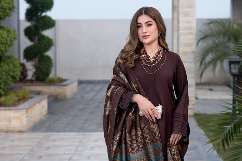 Aurum by Gul Warun – Chocolate Multani Shawl Dhanak 3pc Suit GA10 – The ...